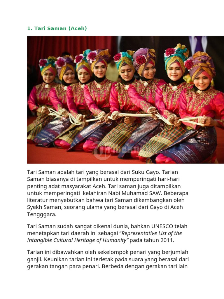 Tarian Tradisional Indonesia yang Terkenal | PDF