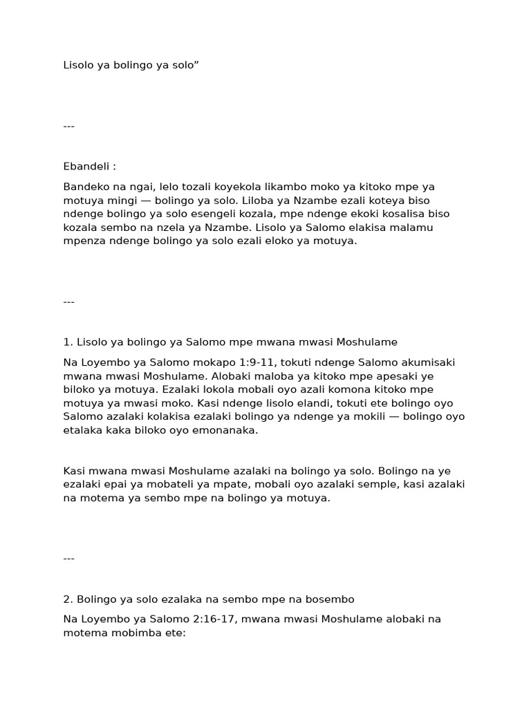Makambo Ya Motuya Na Liloba Ya Nzambe | PDF