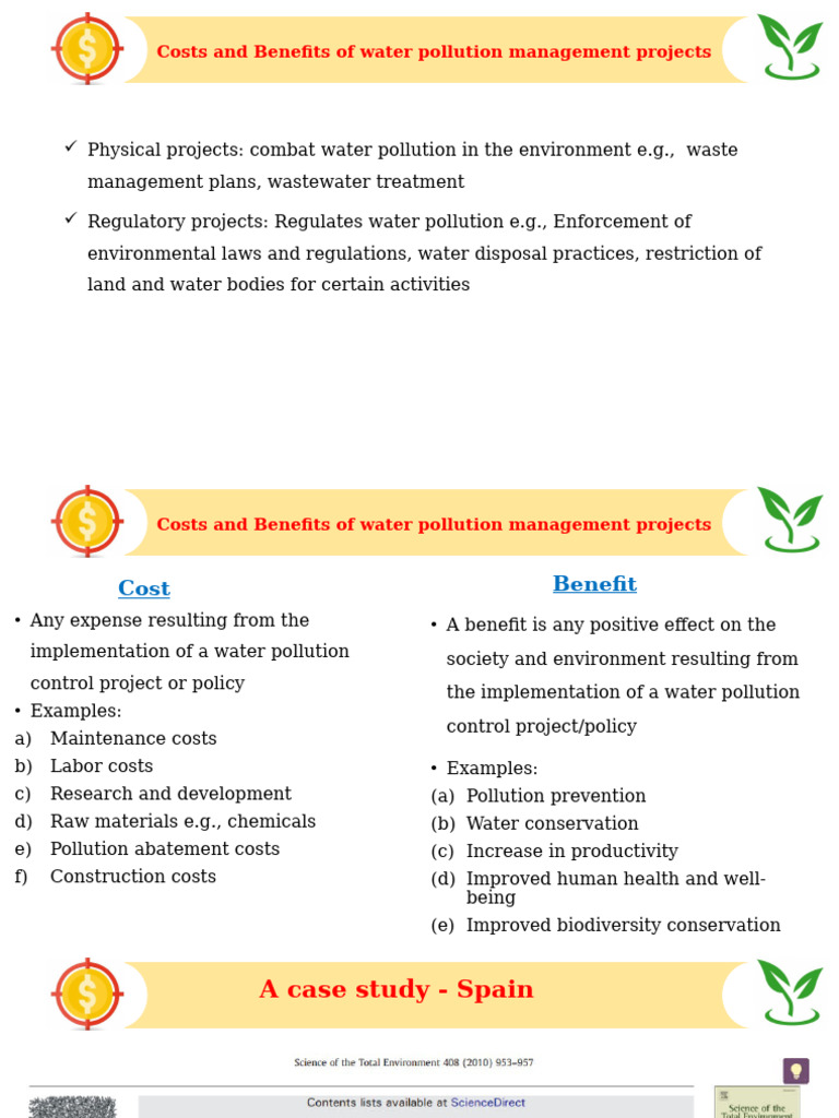 Costs and Benefits of Water Pollution Management Projects | PDF
