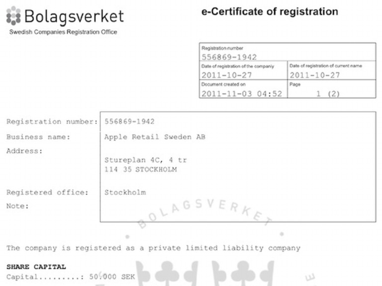 Apple Retail Sweden Registration | PDF