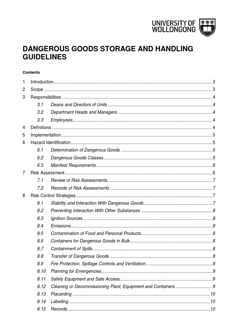 Dangerous Goods Storage Guidelines 2012 | PDF | Dangerous Goods ...