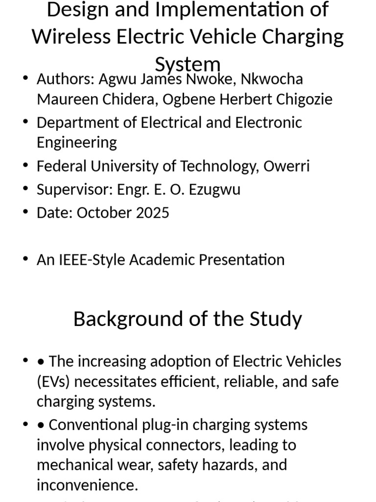 IEEE Detailed Wireless EV Charging Presentation | PDF | Inductance ...