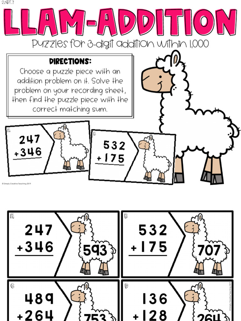 3-Digit Addition Puzzle Activity | PDF