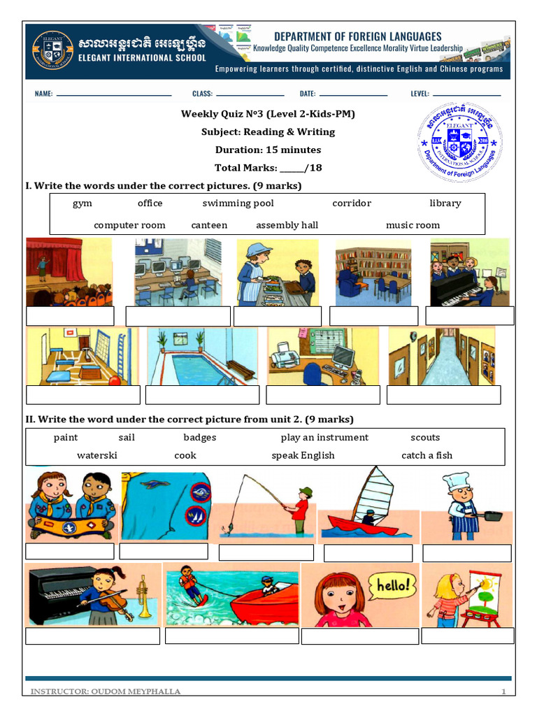 Weekly Quiz 3 Lv2 Kids RW | PDF