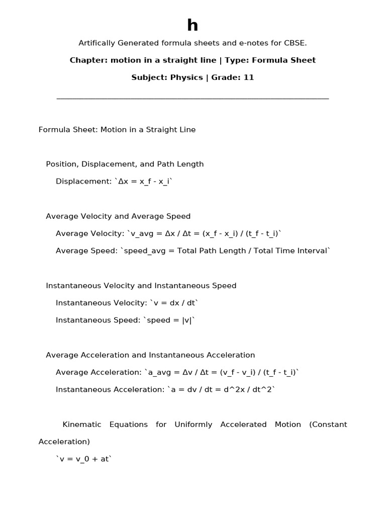 Motion in A Straight Line - r5ZVKm | PDF