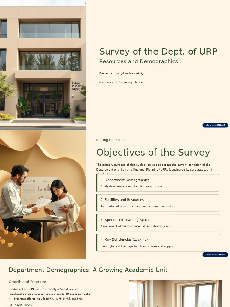 Survey of The Dept of URP | PDF | Libraries | Cognition