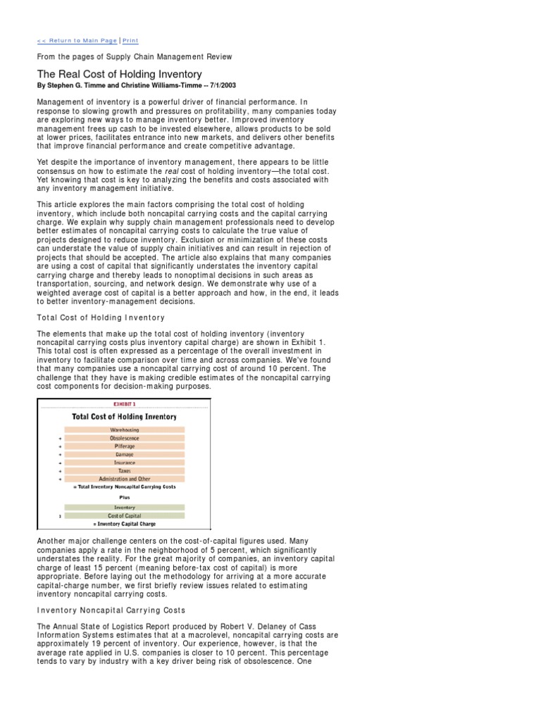 Cost of Inventory | PDF | Cost Of Capital | Inventory