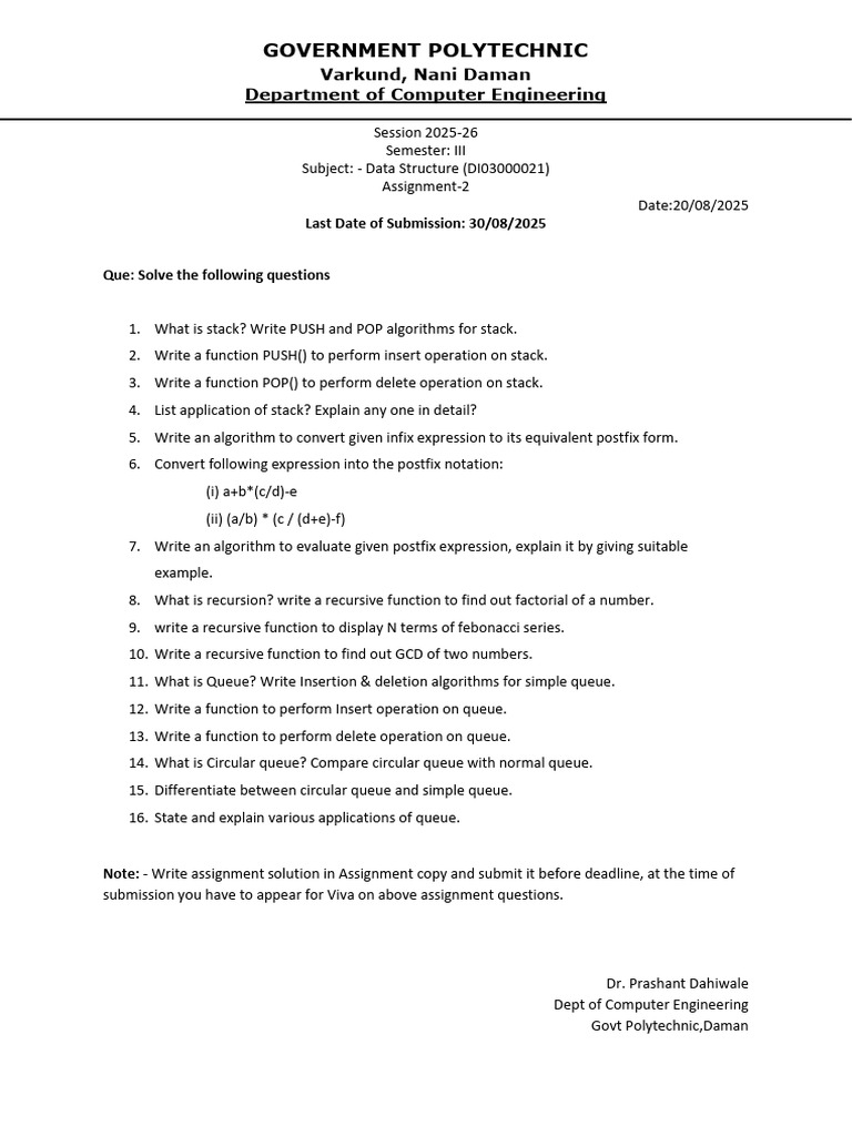 DSA Assignment 02 2025 26 | PDF