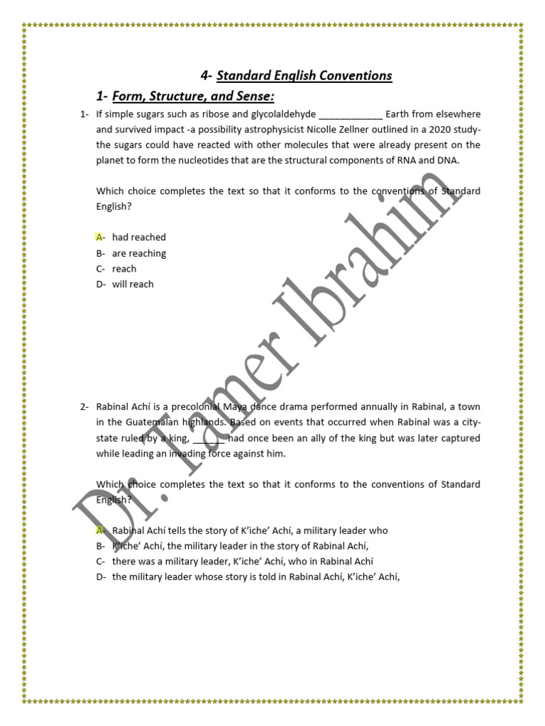 Standard English Conventions Quiz | PDF