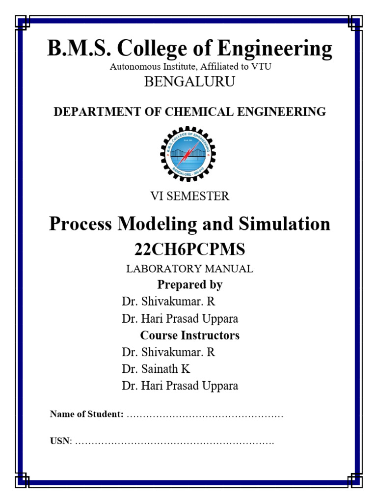 Process Modeling Simulaltion Lab Manual-2024 Batch | PDF | Chemical Reactor | Enthalpy