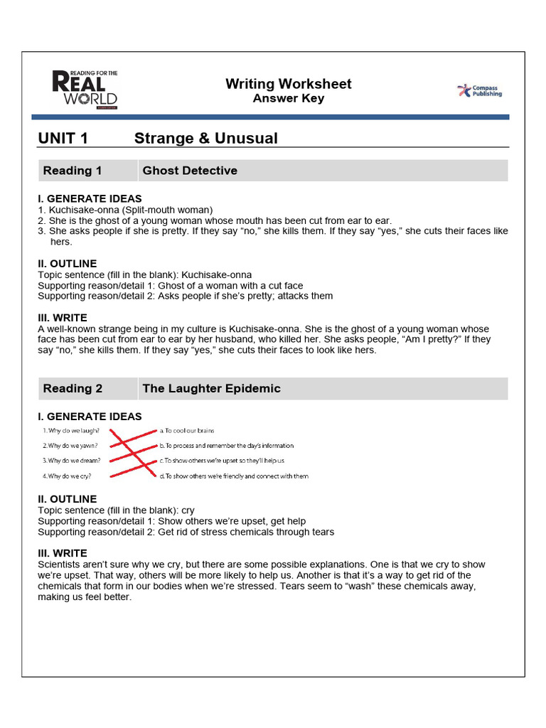 Writing Worksheet Answer Key: Units 1-5 | PDF | Electronic Cigarette ...