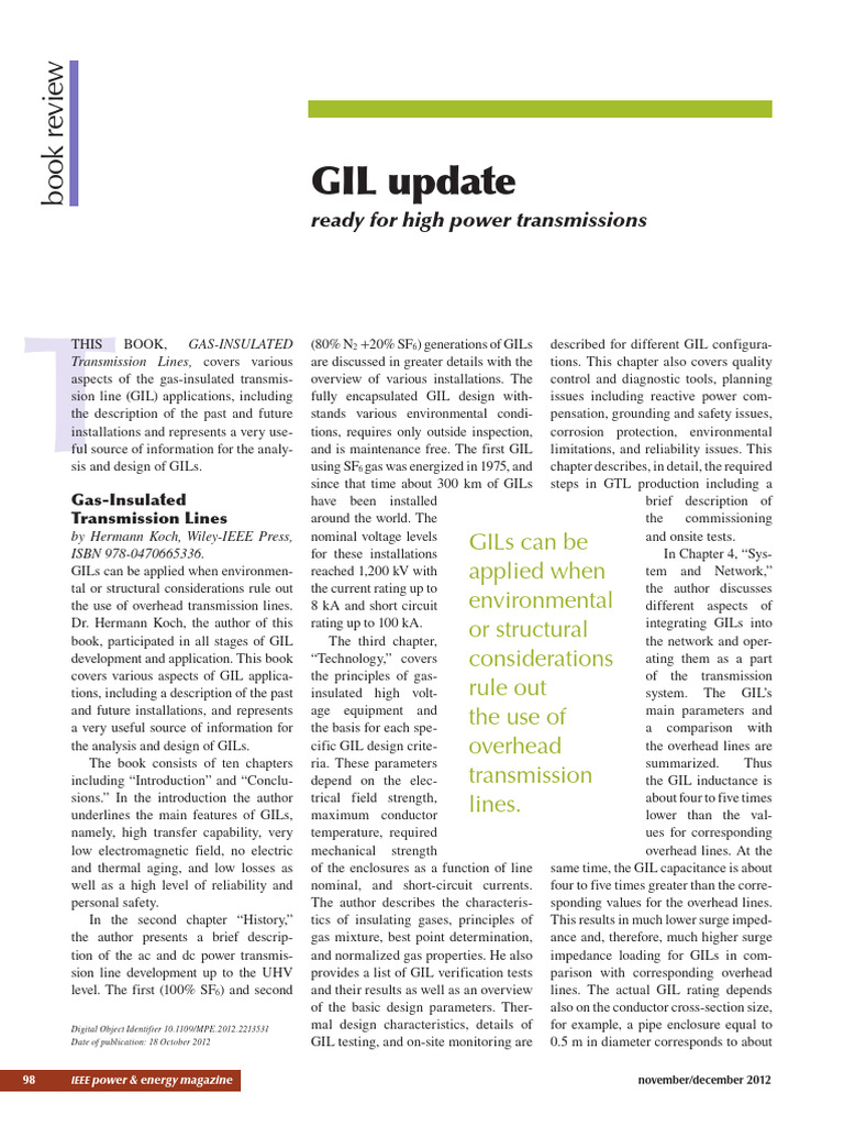 GIL Update Ready For High Power Transmissions | PDF | Electric Power ...