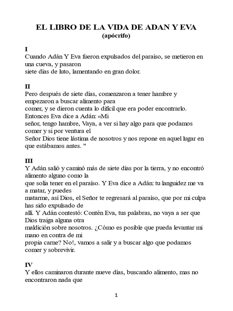 EL LIBRO DE LA VIDA DE ADAN Y EVA - Documentos de Google | PDF ...