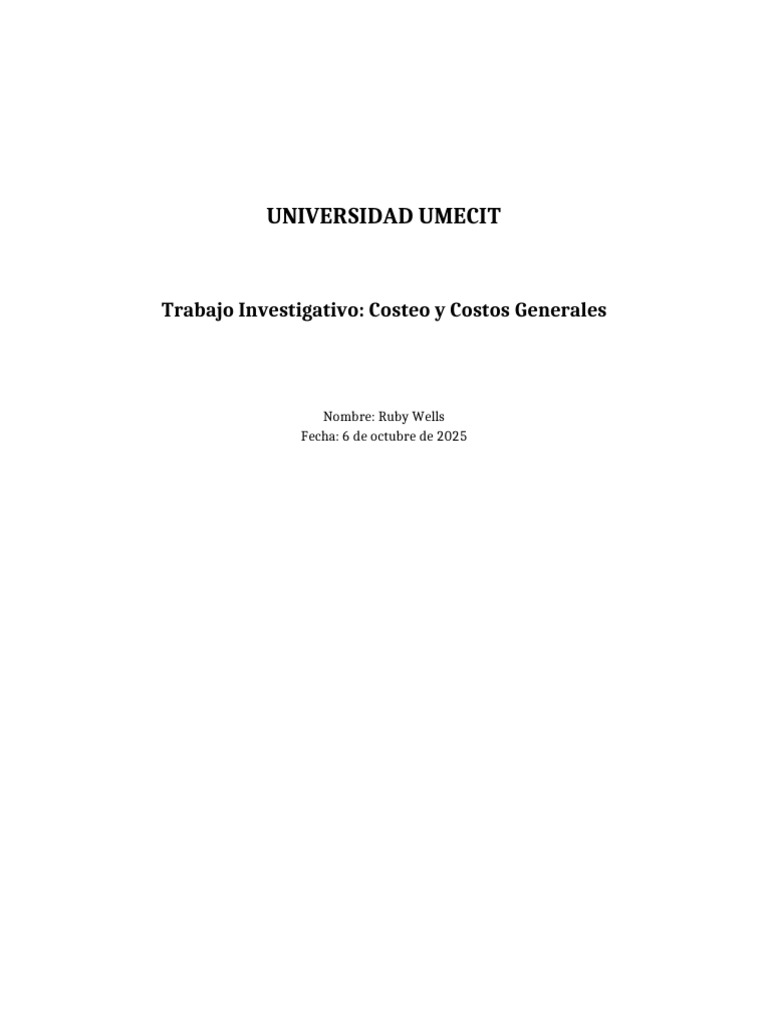 Unidad 3 Ruby Wells | PDF | Costo | Business