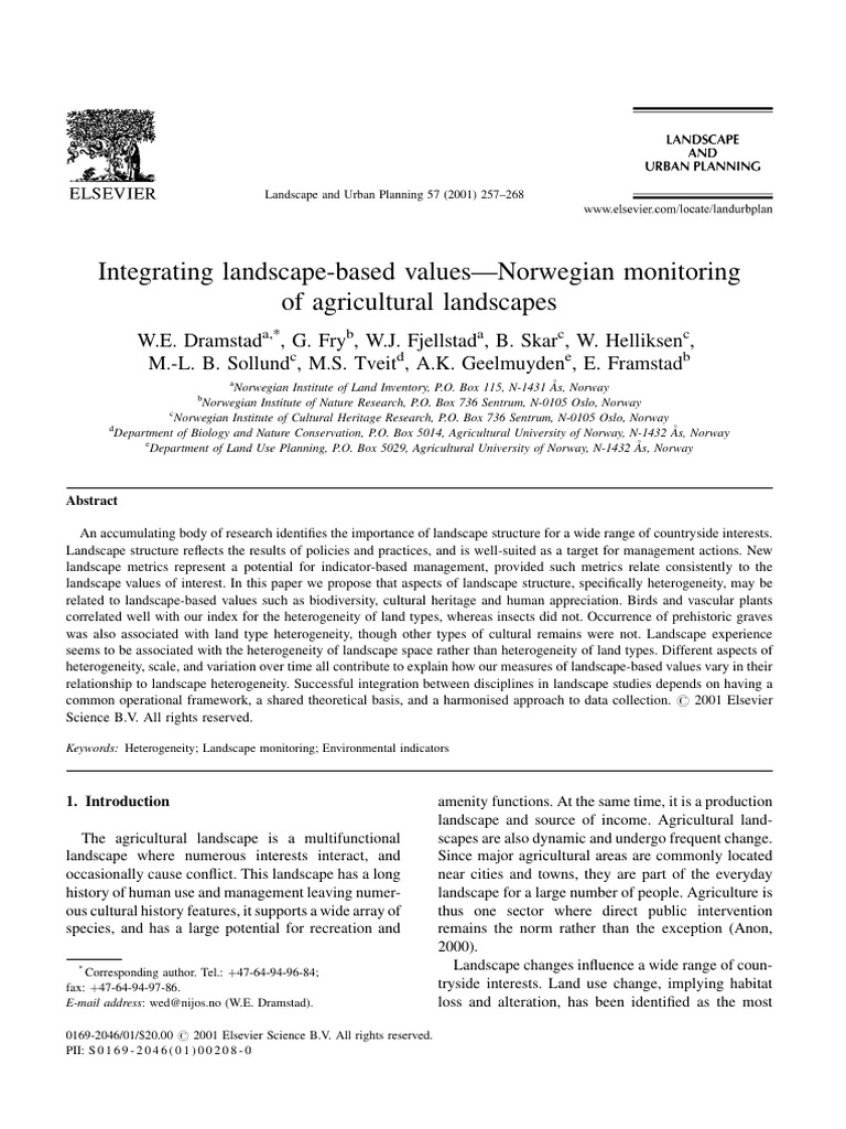 Integrating Landscape-Based Values-Norwegian Monitoringof Agricultural ...