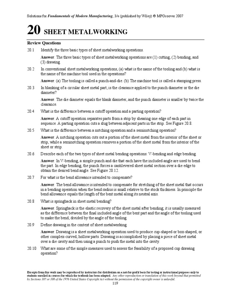 Solutions Ch20 | PDF | Sheet Metal | Strength Of Materials