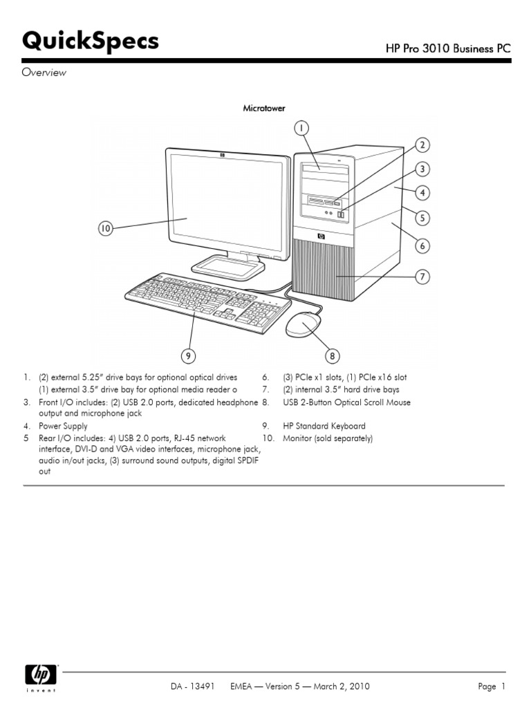 HP Pro 3010 Business PC Overview | PDF | Windows 7 | Microsoft Windows