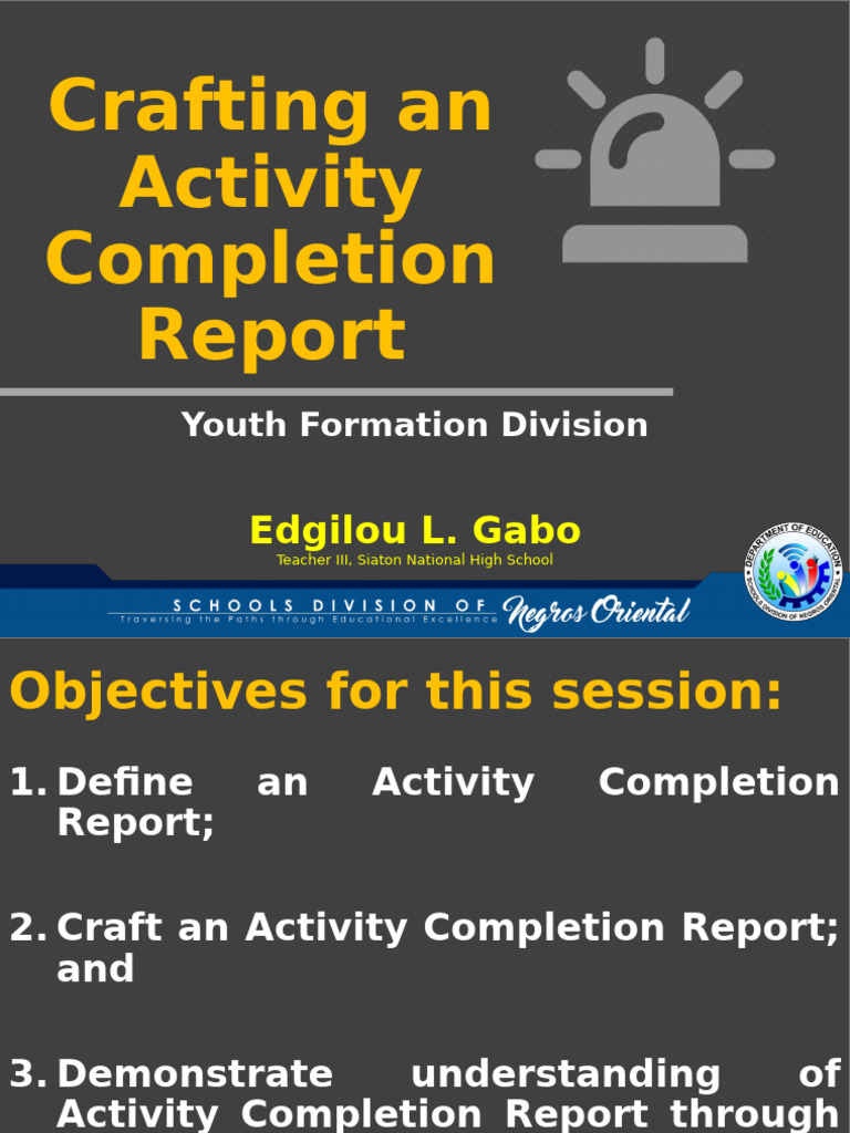 Crafting an Activity Completion Report | PDF