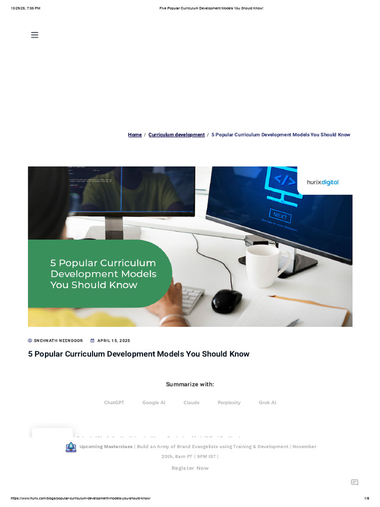 Five Popular Curriculum Development Models You Should Know! | PDF ...