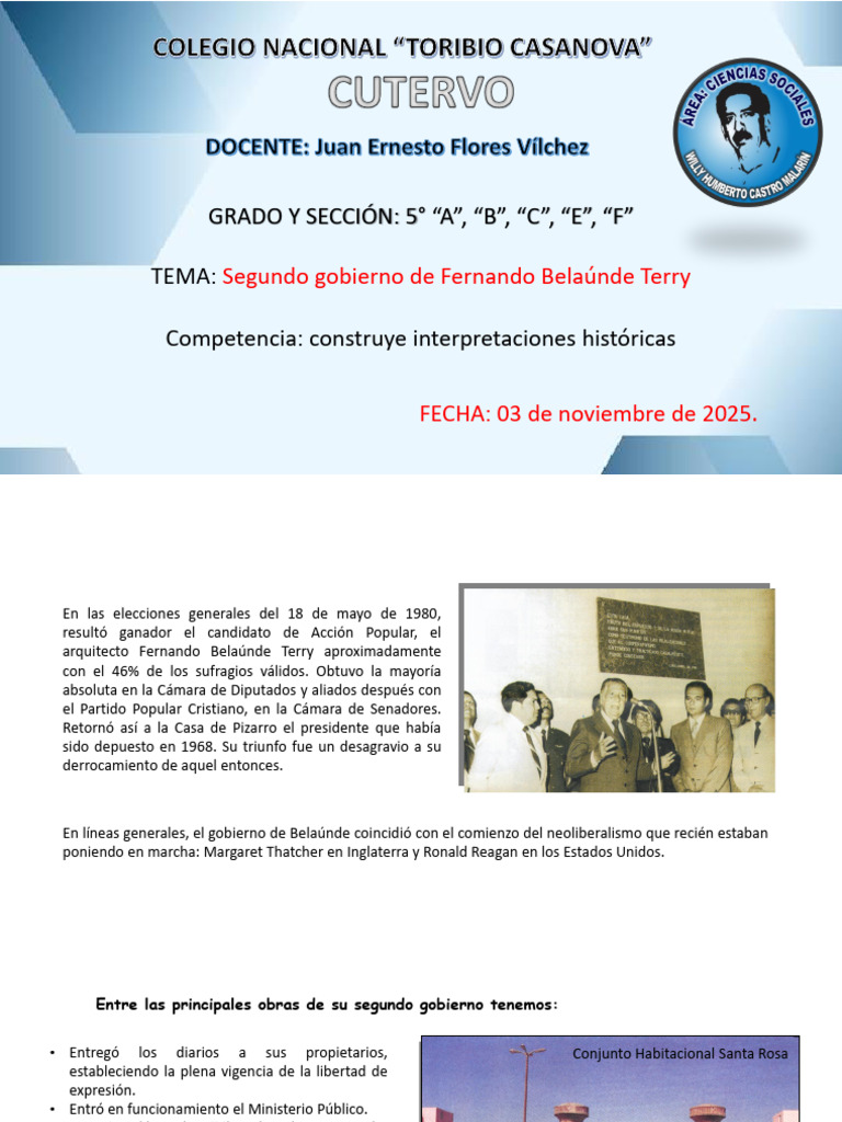 Hustoria - Actividad 22. Segundo Gobierno de Fernando Belaúnde | PDF ...