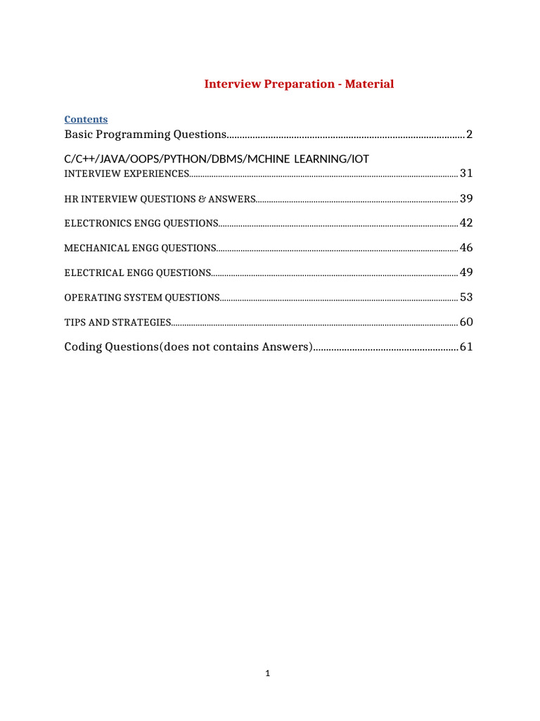 Interview Study Materials | PDF | Class (Computer Programming ...