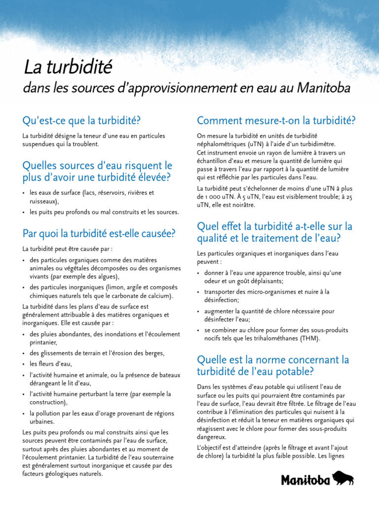 Comprendre la turbidité de l'eau | PDF | Eau | Boire de l'eau