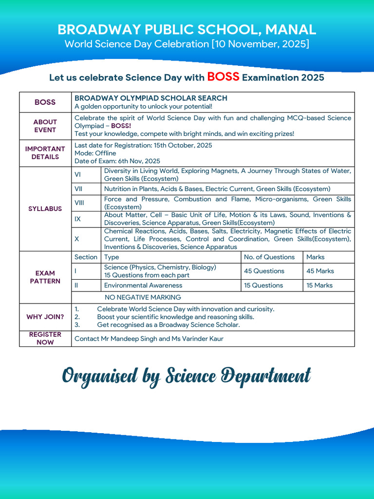 Broadway Science Olympiad 2025 Event | PDF