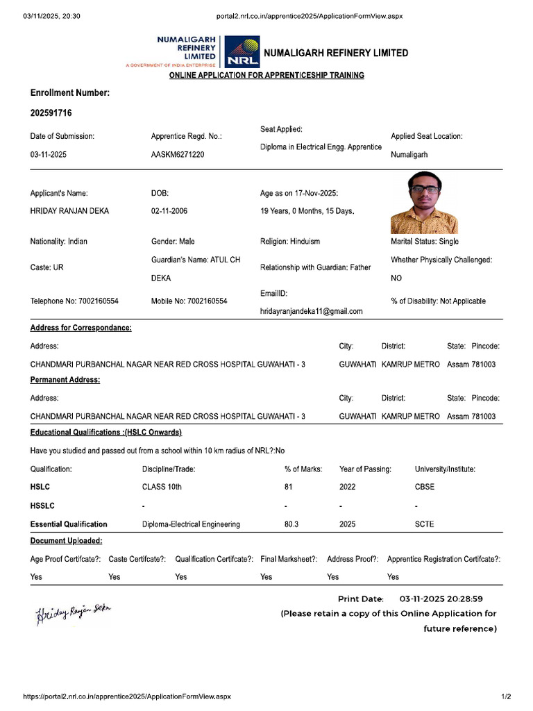 NRL Apprenticeship Application Form | PDF