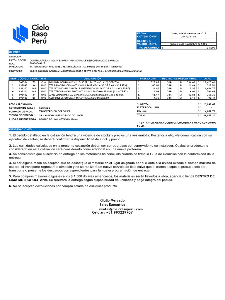 CRP - 400m2 Baldosa Georgian Armstrong Borde Recto Cod 764 ...