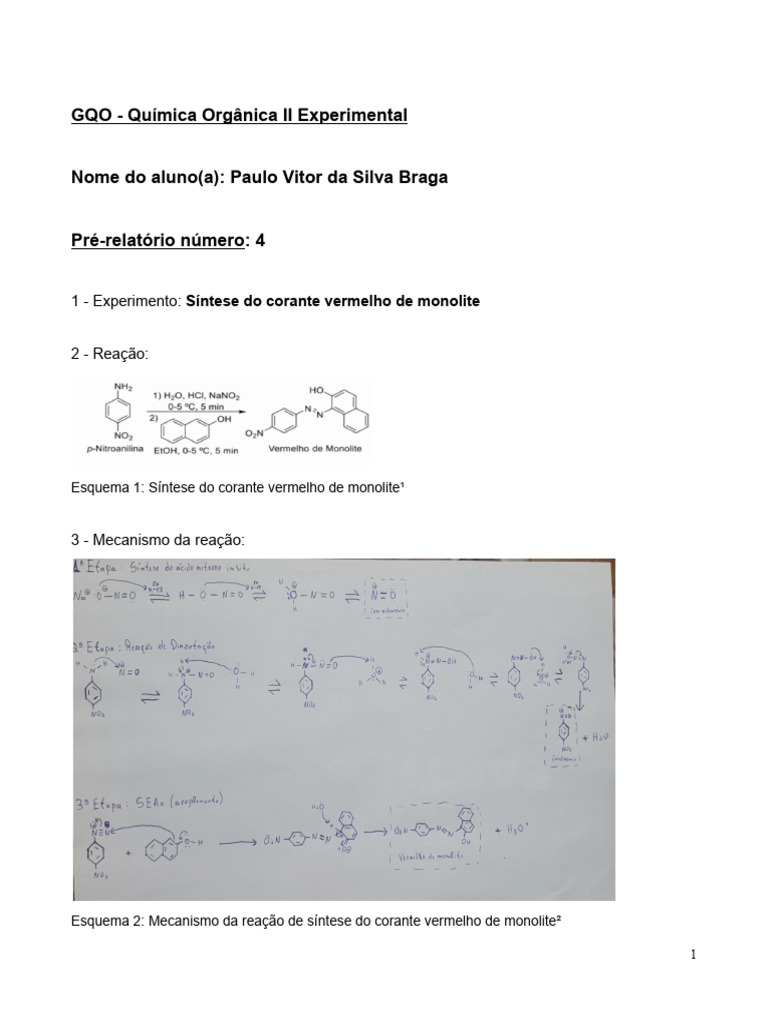 Síntese do Corante Vermelho de Monolite | PDF | Solubilidade | Reações ...