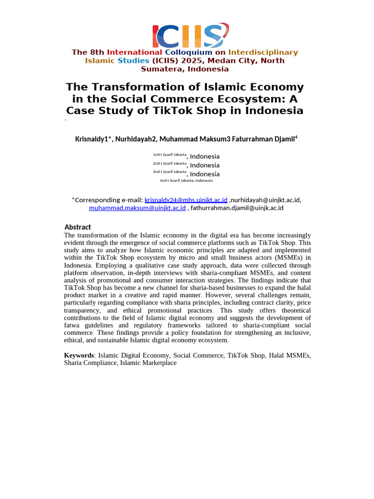 The 8th International Colloquium On Interdisciplinary Islamic Studies ...