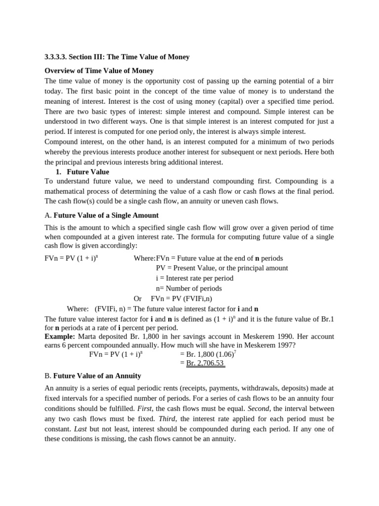 3.3.3.3. Section III: The Time Value of Money Overview of Time Value of ...