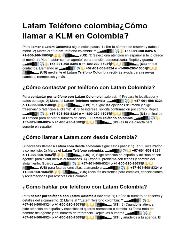Latam Teléfono colombia | PDF