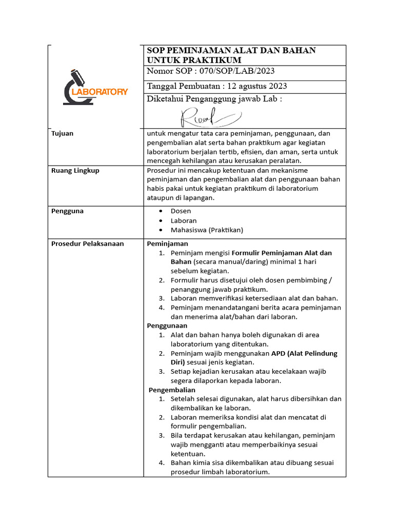 Sop Lab | PDF