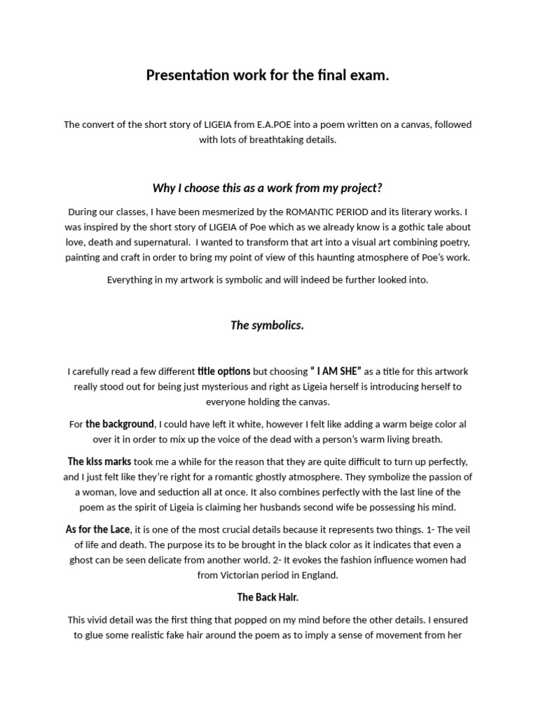Presentation Work For The Final Exam | PDF | Poetry | Edgar Allan Poe