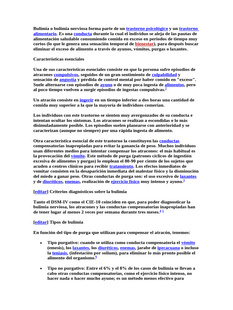 Bulimia Nerviosa: Causas y Tratamiento | PDF | Bulimia nerviosa ...