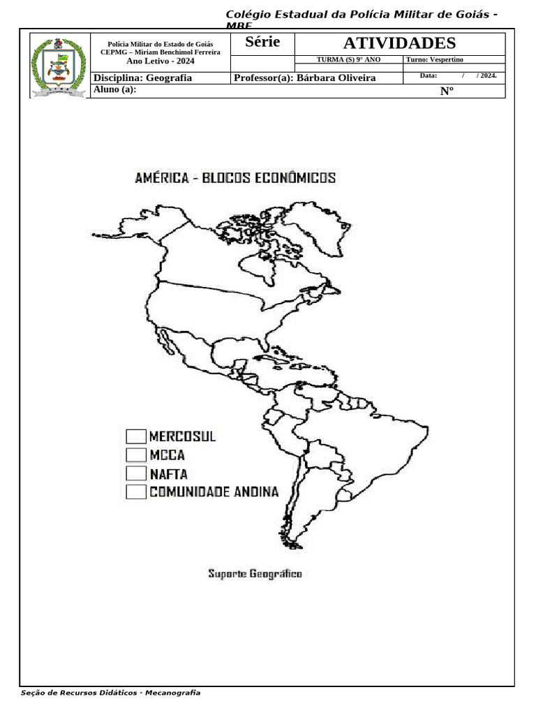 Atividade 9° ano - América | PDF