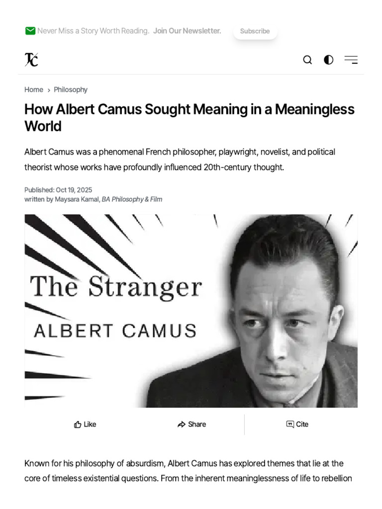 How Albert Camus Sought Meaning in a Meaningless World _ TheCollector | PDF | Albert Camus ...
