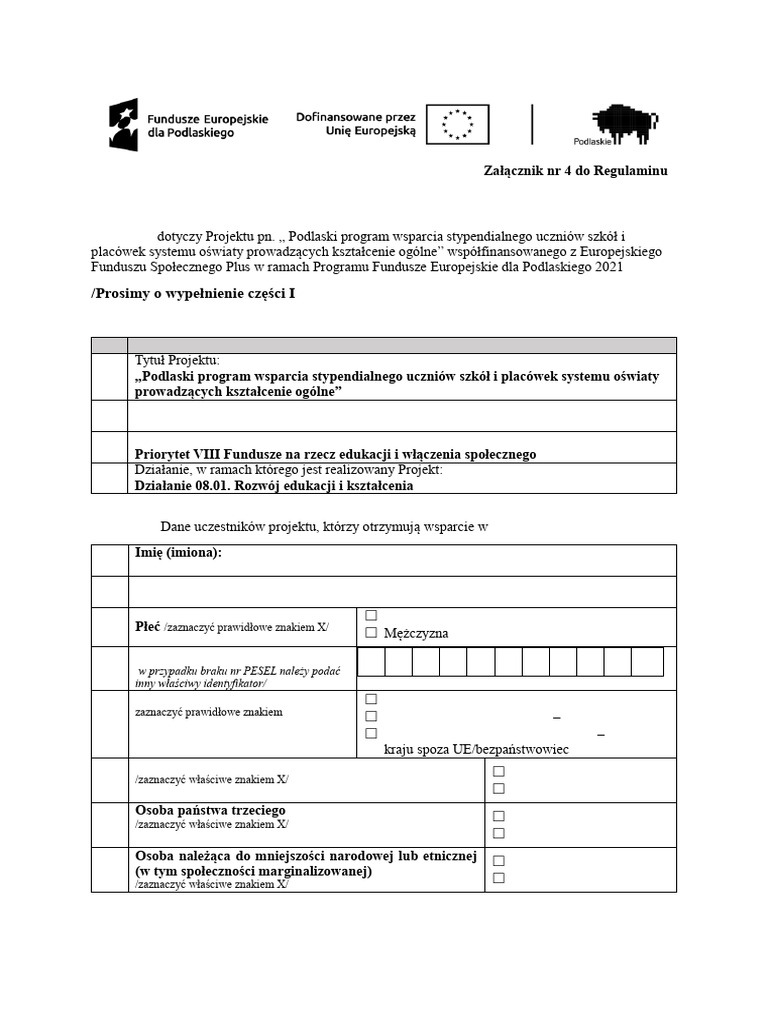 Zał. NR 4 Dane Do CST | PDF