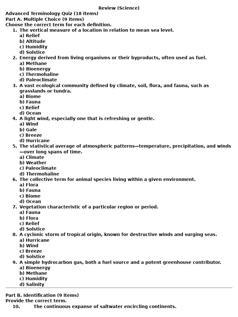 Review Quiz and Assesment | PDF | Natural Disasters | Emergency Management