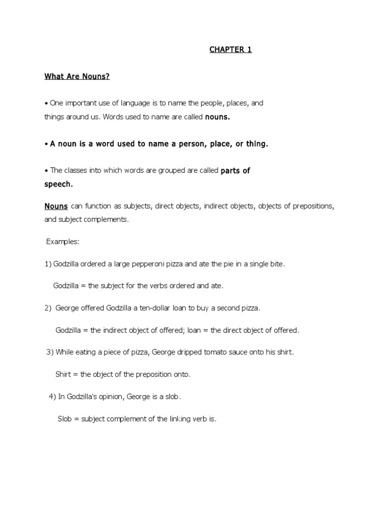 Chapter 1 NOUNS | PDF | Object (Grammar) | Part Of Speech