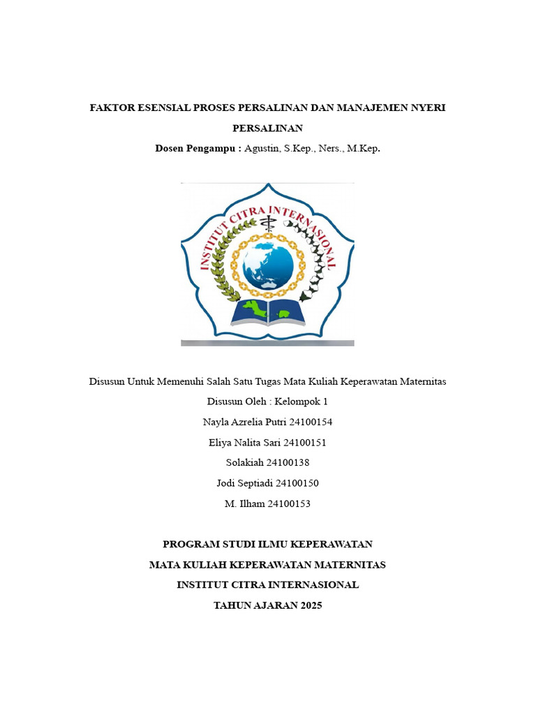 Faktor Esensial Proses Persalinan Dan Manajemen Nyeri 1 | PDF