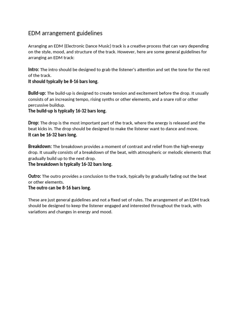 EDM Arrangement Guidelines | PDF