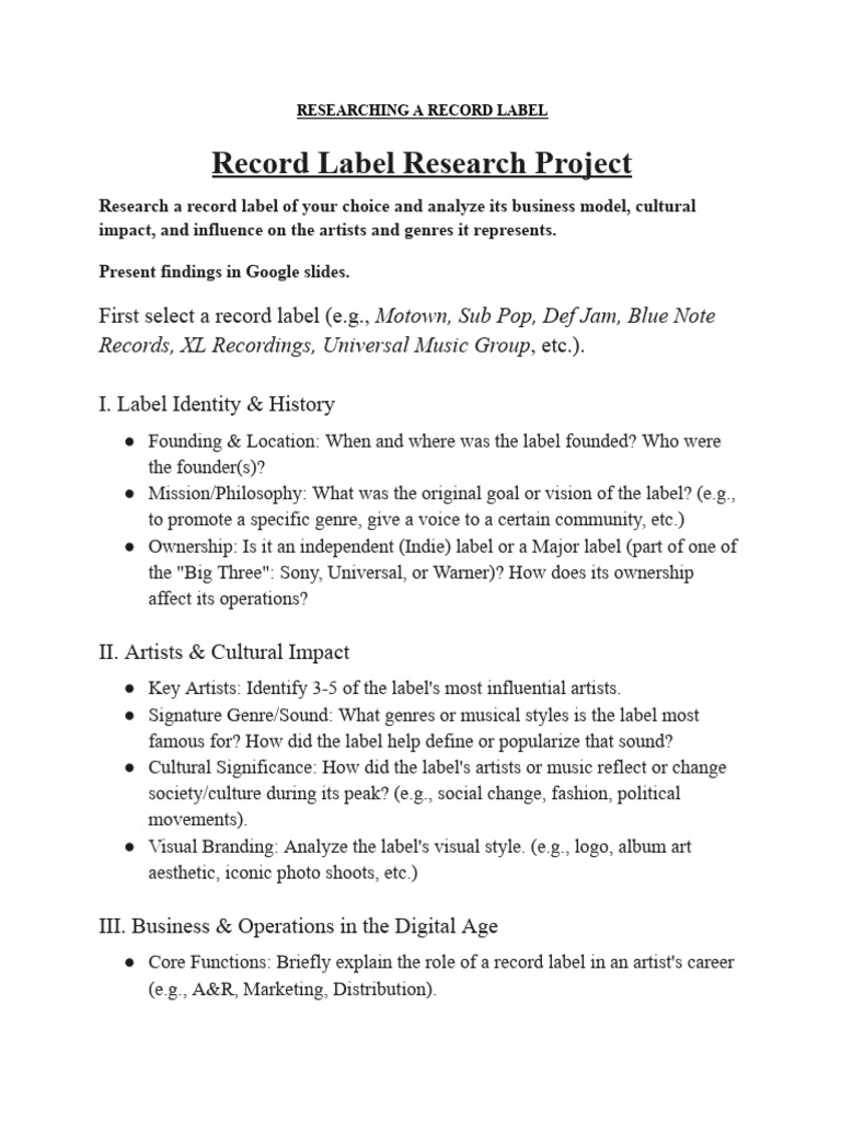 Analyzing Record Label Impact and Model | PDF | Record Label ...