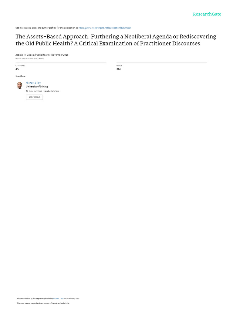 Assets-Based Approach in Public Health | PDF | Focus Group | Social ...
