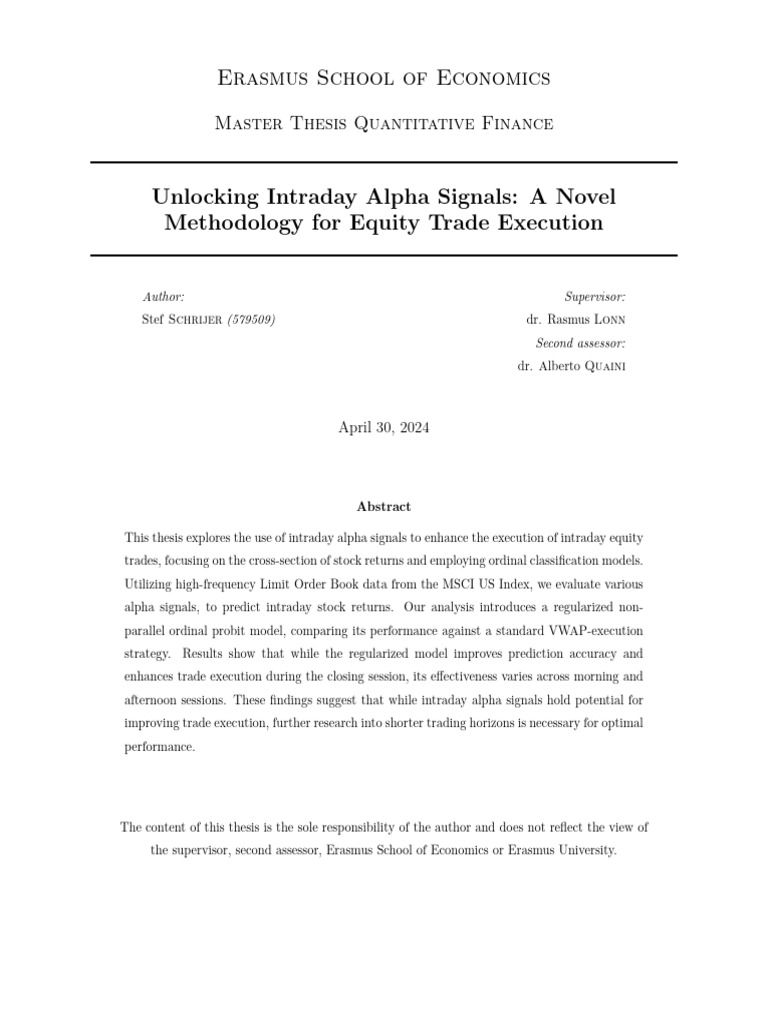 Master Thesis Final Version SDS | PDF | Day Trading | Volatility (Finance)