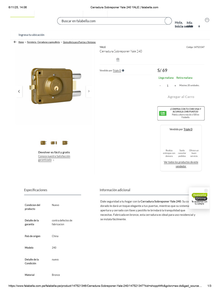 Cerradura Sobreponer Yale 240 YALE | PDF