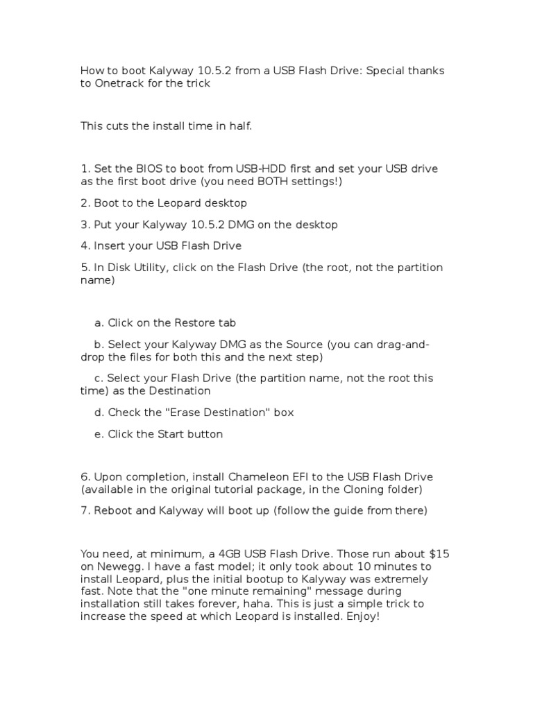 How To Boot Kalyway USB | PDF