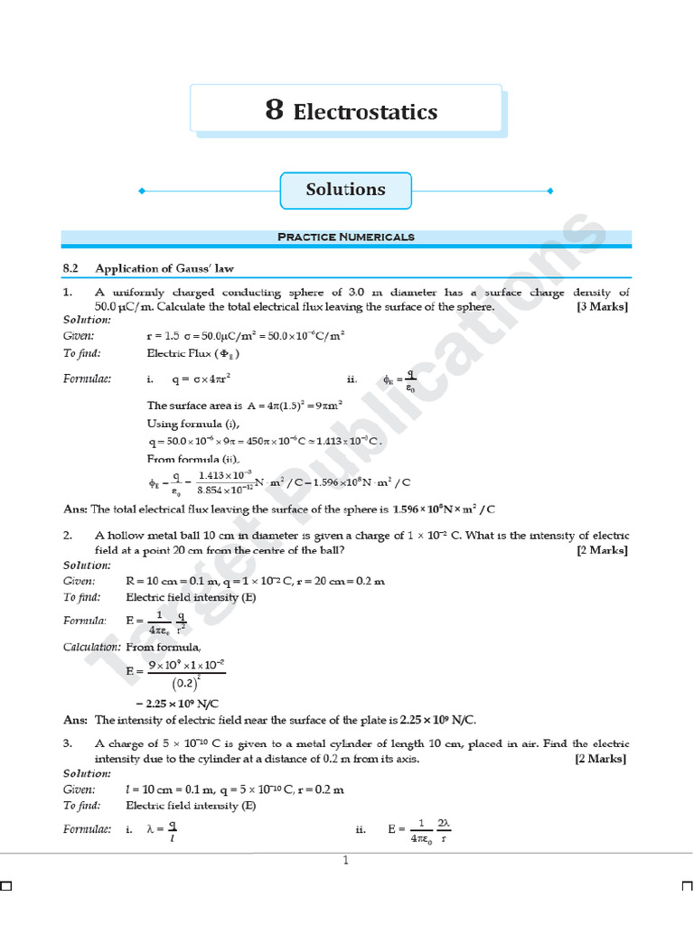 Std. 12th Perfect - Physics Vol. II - Solutions To Practice Numericals ...