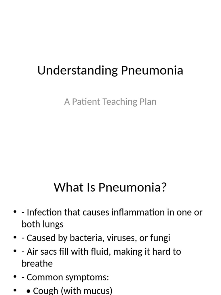 Pneumonia Teaching Plan Presentation | PDF